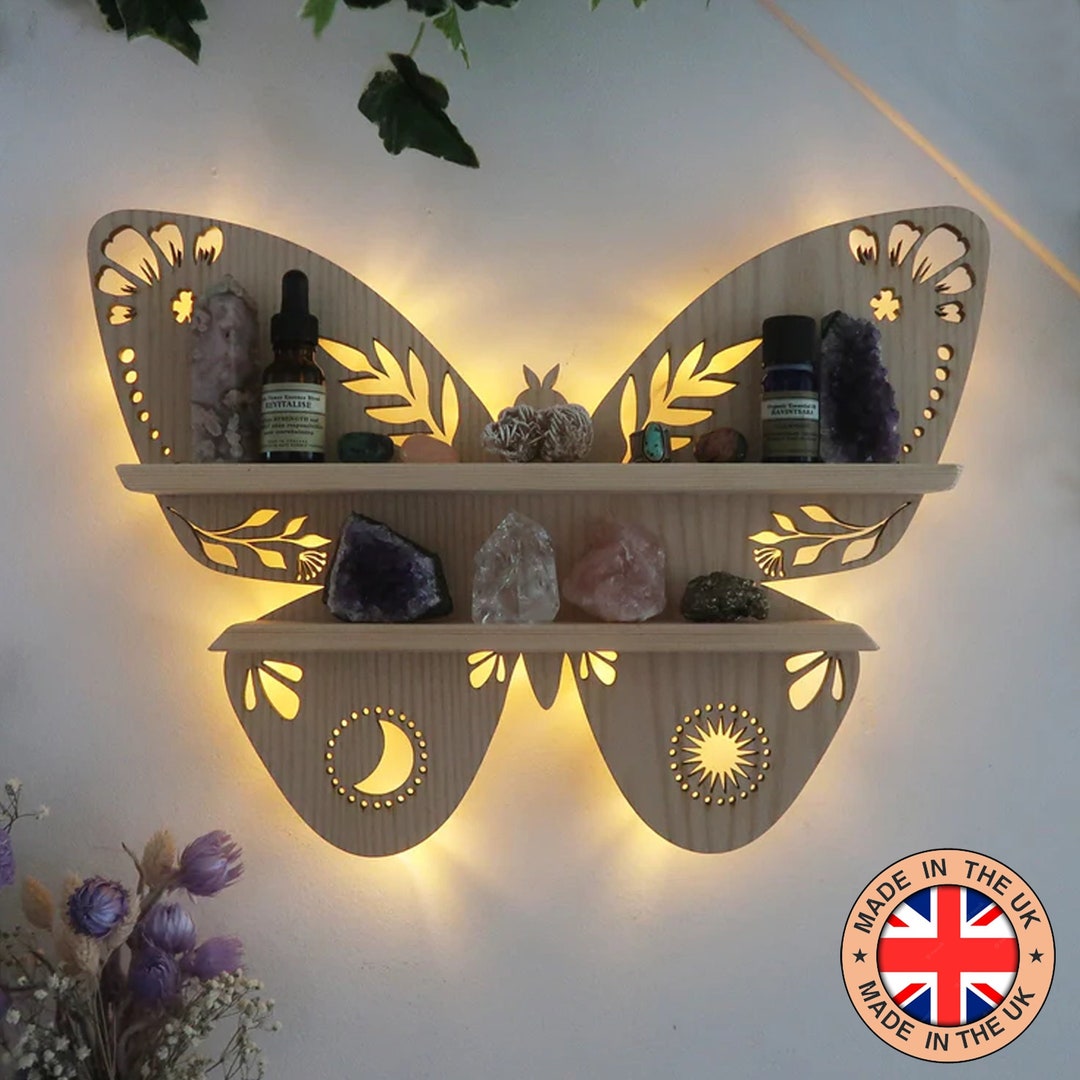 Coppermoon Light Butterfly Shelf, Butterfly Lamp, Butterfly , Wooden ...