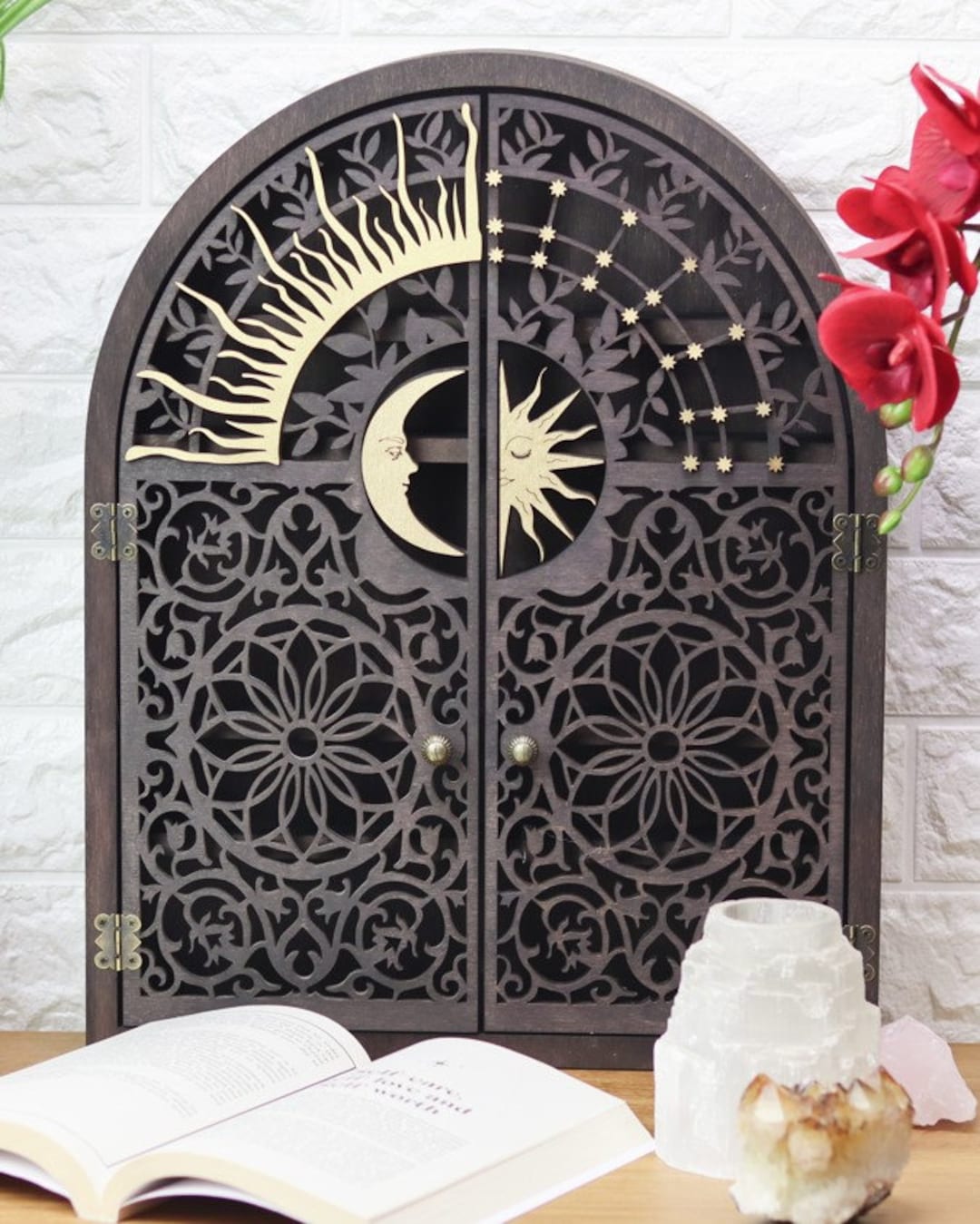 Coppermoon Celestial Arch Crystal Shelf, Crystal Cabinet, Crystal ...