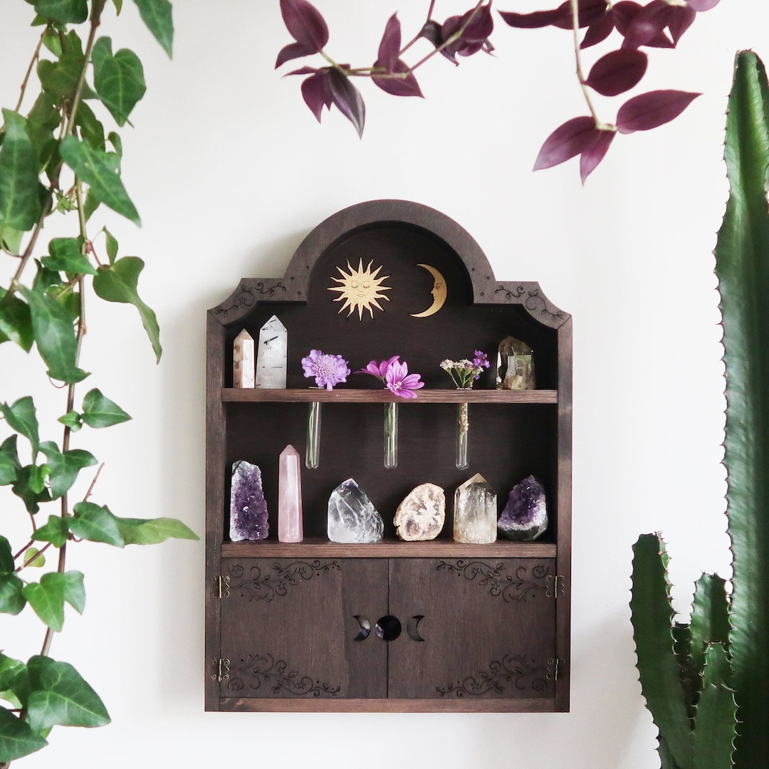 Coppermoon Sun and Moon Apothecary Cabinet-goth Décor, Crystal Shelf ...