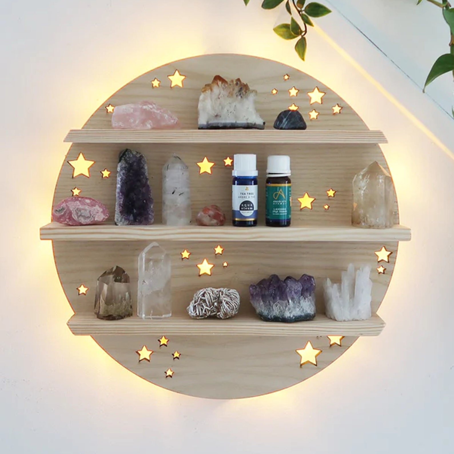 Coppermoon Brown Moon Shelf, Full Moon Shelf, Crystal Shelf, Geometric ...