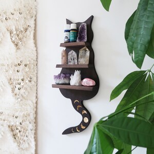 Coppermoon Cat Crystal Shelf, Wooden Crystal Shelf, Cat Shelf - Etsy