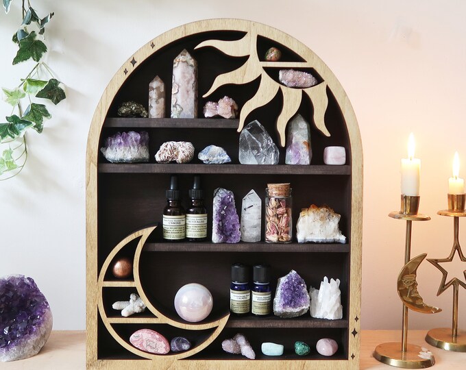 Sun and Moon Wall Shelf, Laser Cutout Celestial Shelf, Wall Shelf, Mid ...