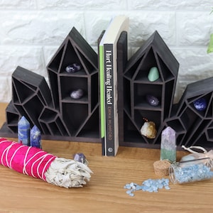 Coppermoon Crystal Cluster Bookends-book Lover Gift, Book Shelf, Book ...