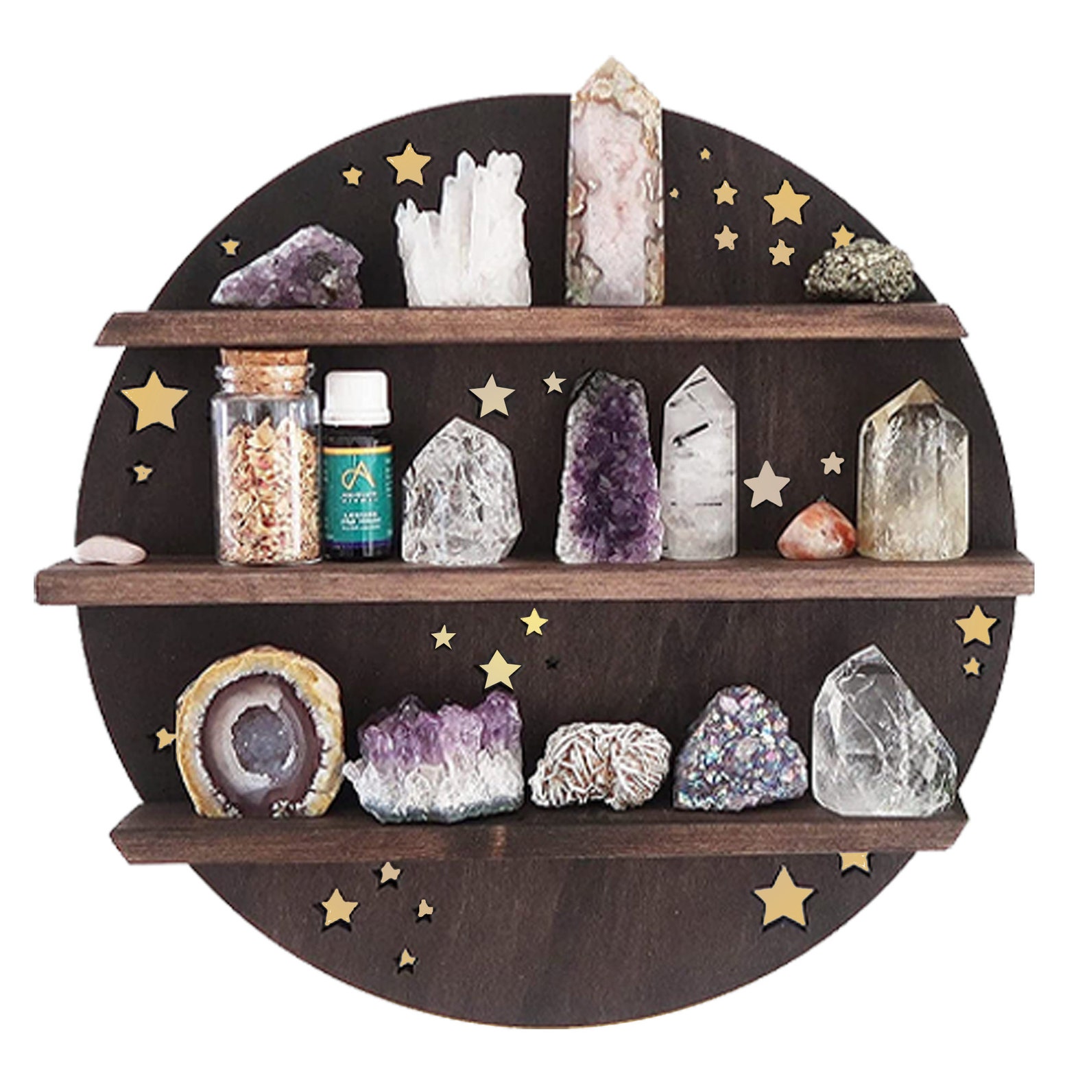 Coppermoon Brown Moon Shelf, Full Moon Shelf, Crystal Shelf, Geometric ...
