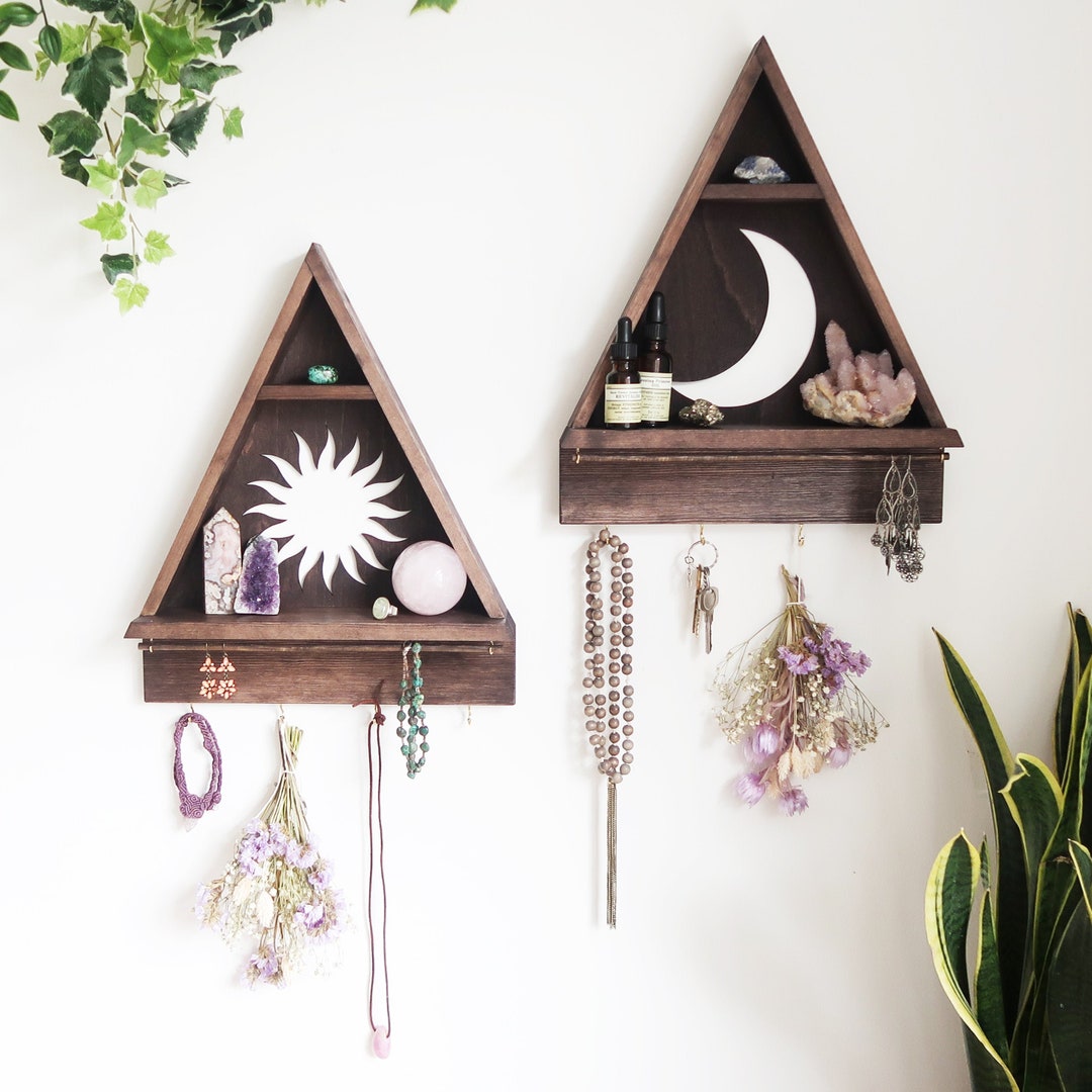Coppermoon Jewellery Shelf, Jewellery Shelf, Sun and Moon , Wooden ...