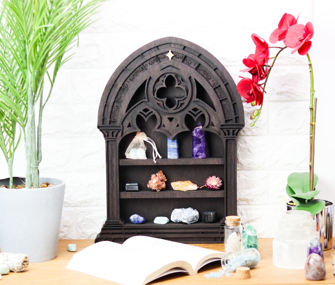 Coppermoon Gothic Cabinet Crystal Shelf- Goth Decor, Altar Shelf ...