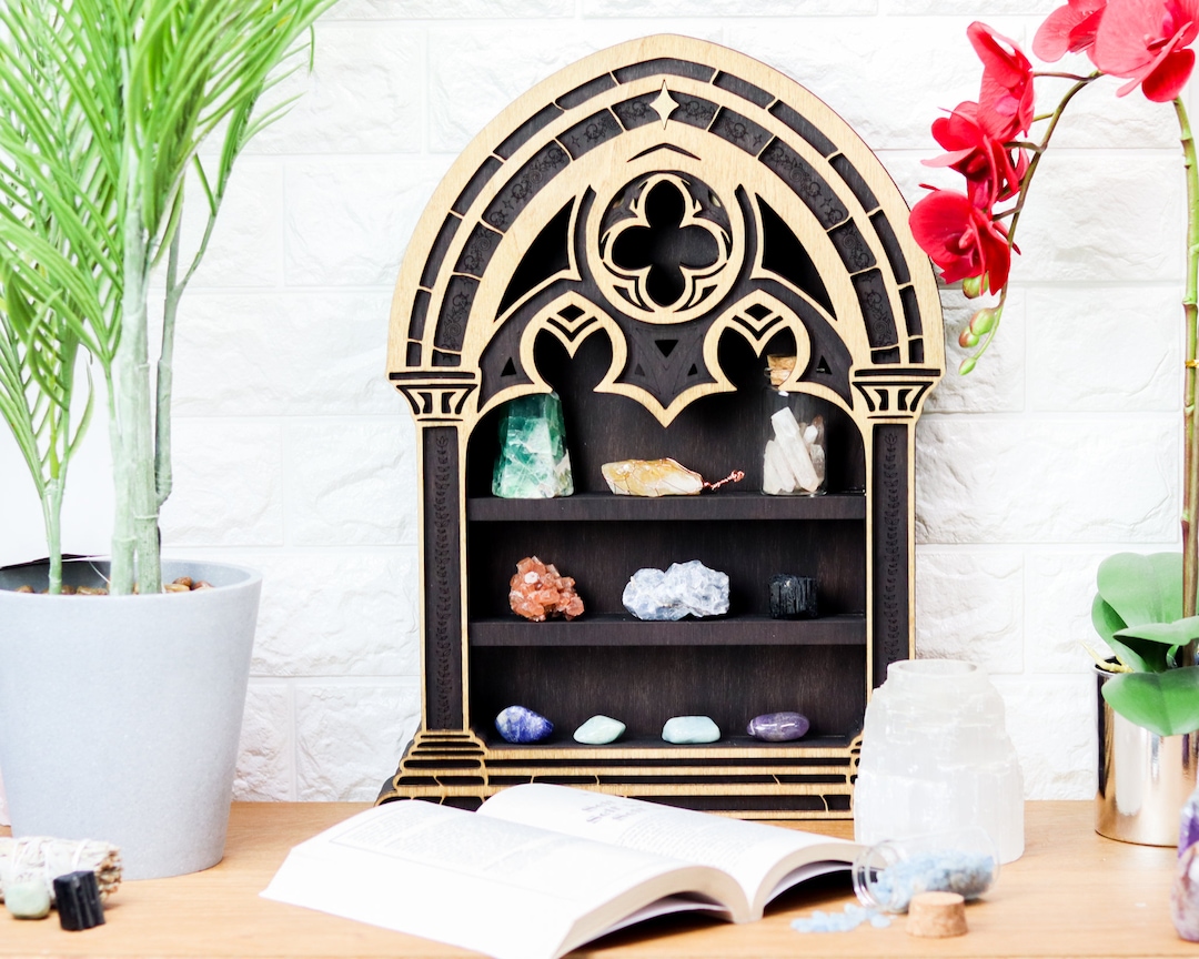 Coppermoon Gothic Arch Crystal Shelf- Goth Decor, Altar Shelf ...