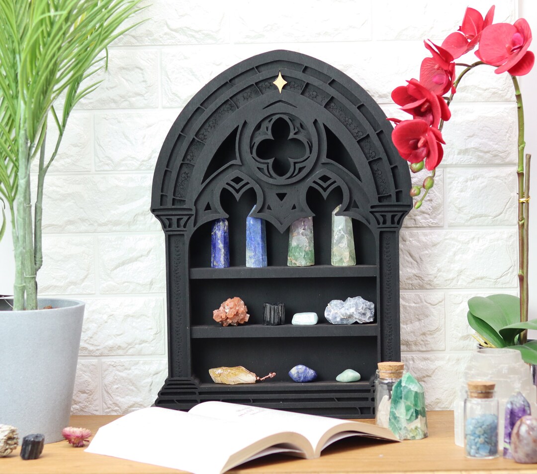 Coppermoon Gothic Arch Crystal Shelf- Altar Shelf, Tarot Altar, Wiccan ...