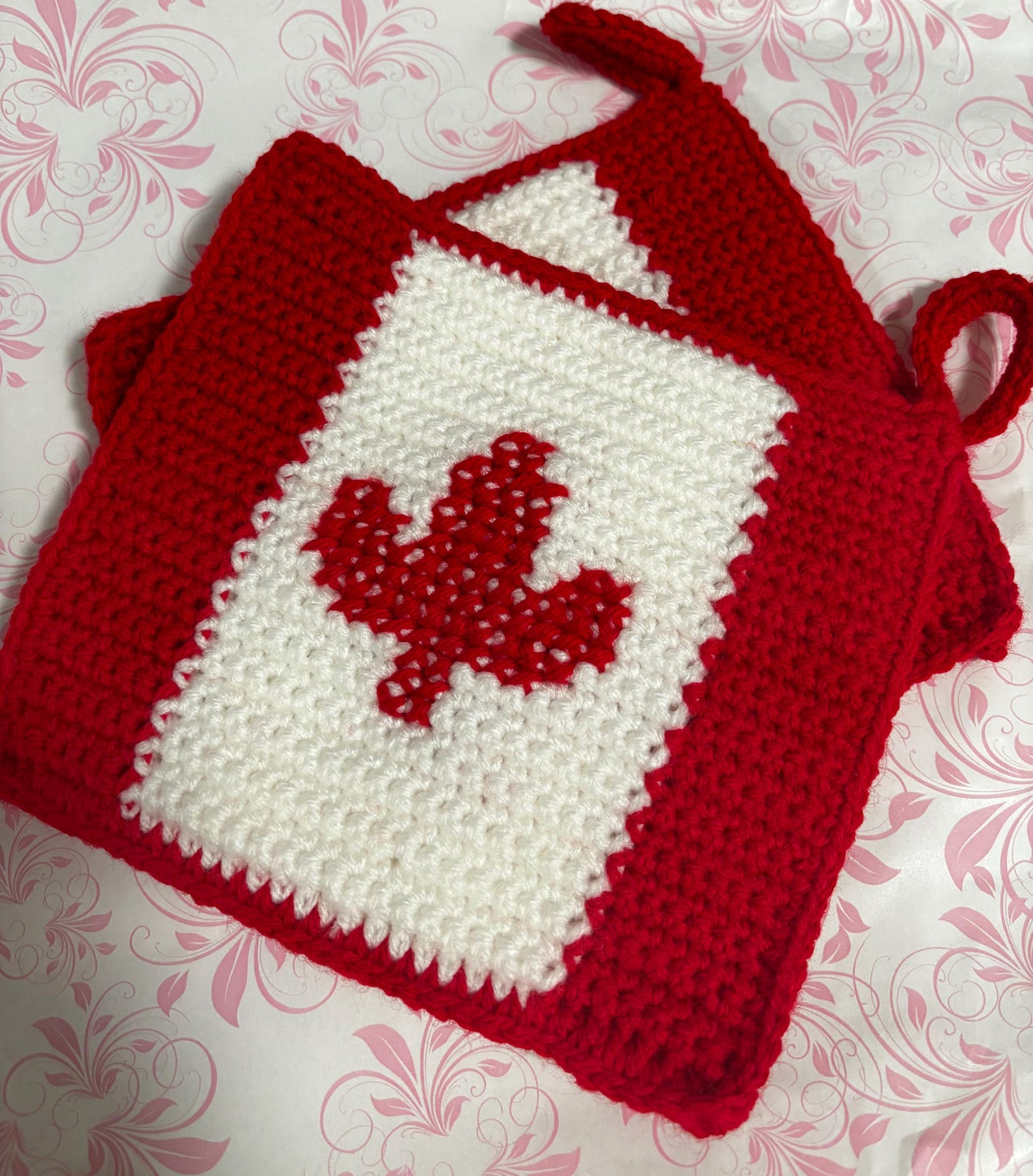 Canadian Flag Crochet Pot Holders. - Etsy