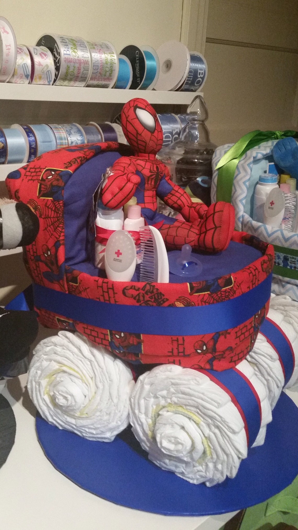 Spiderman Diaper Cake Bassinet Newborn Baby Shower Gift - Etsy