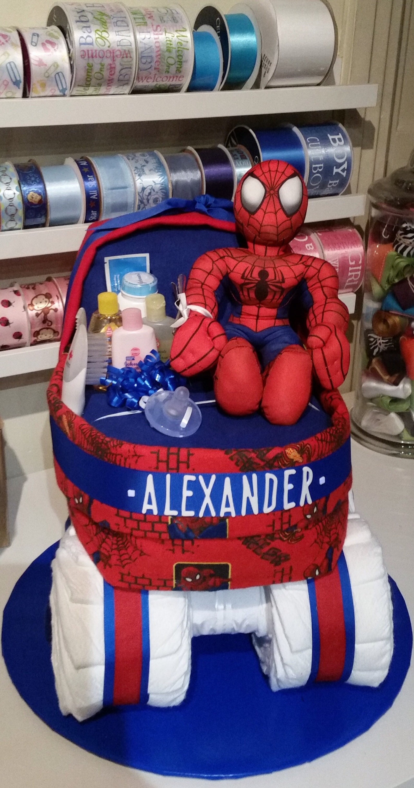 Spiderman Diaper Cake Bassinet Newborn Baby Shower Gift - Etsy
