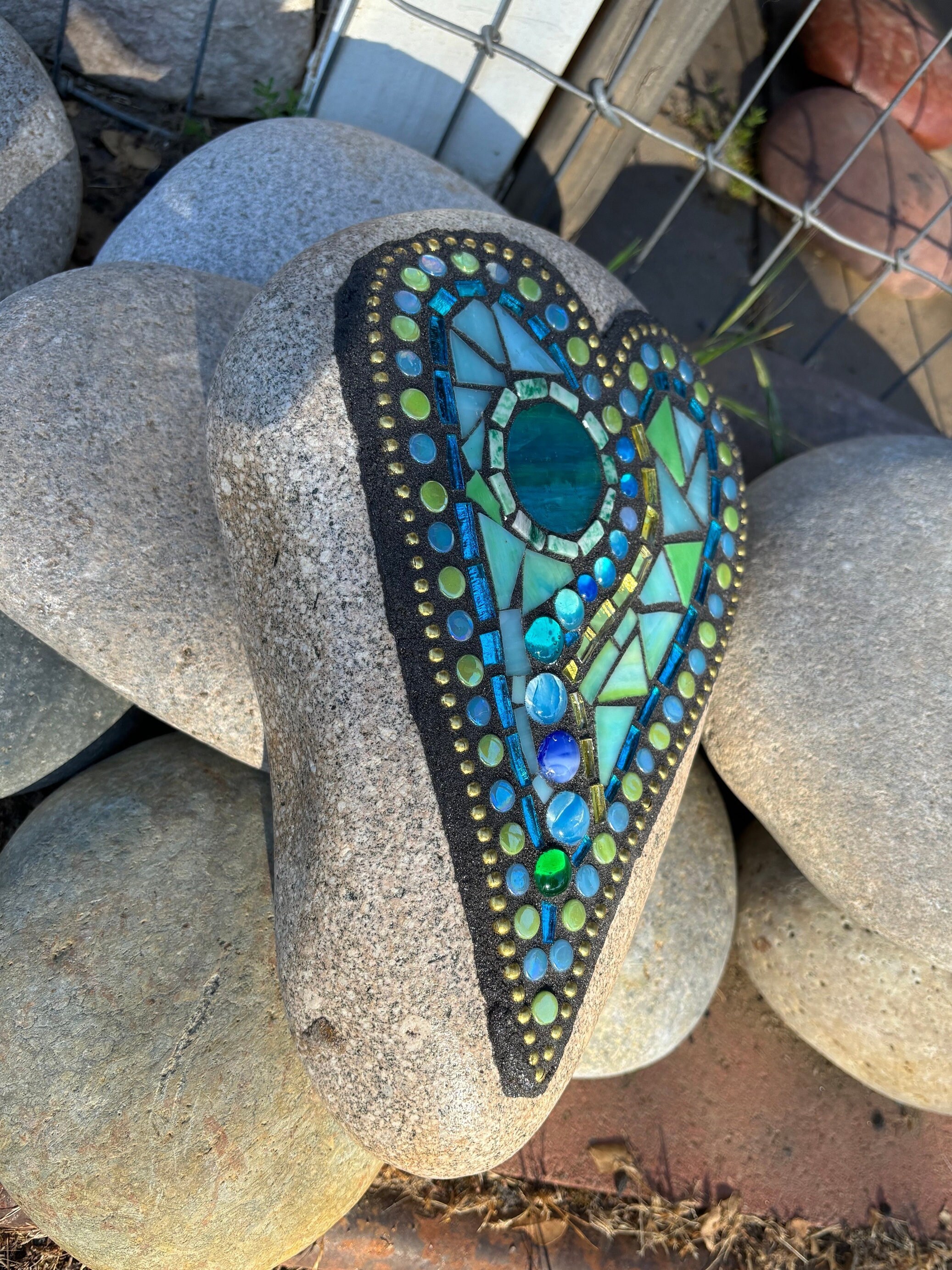 Blue Heart Mosaic Heart Large - Etsy