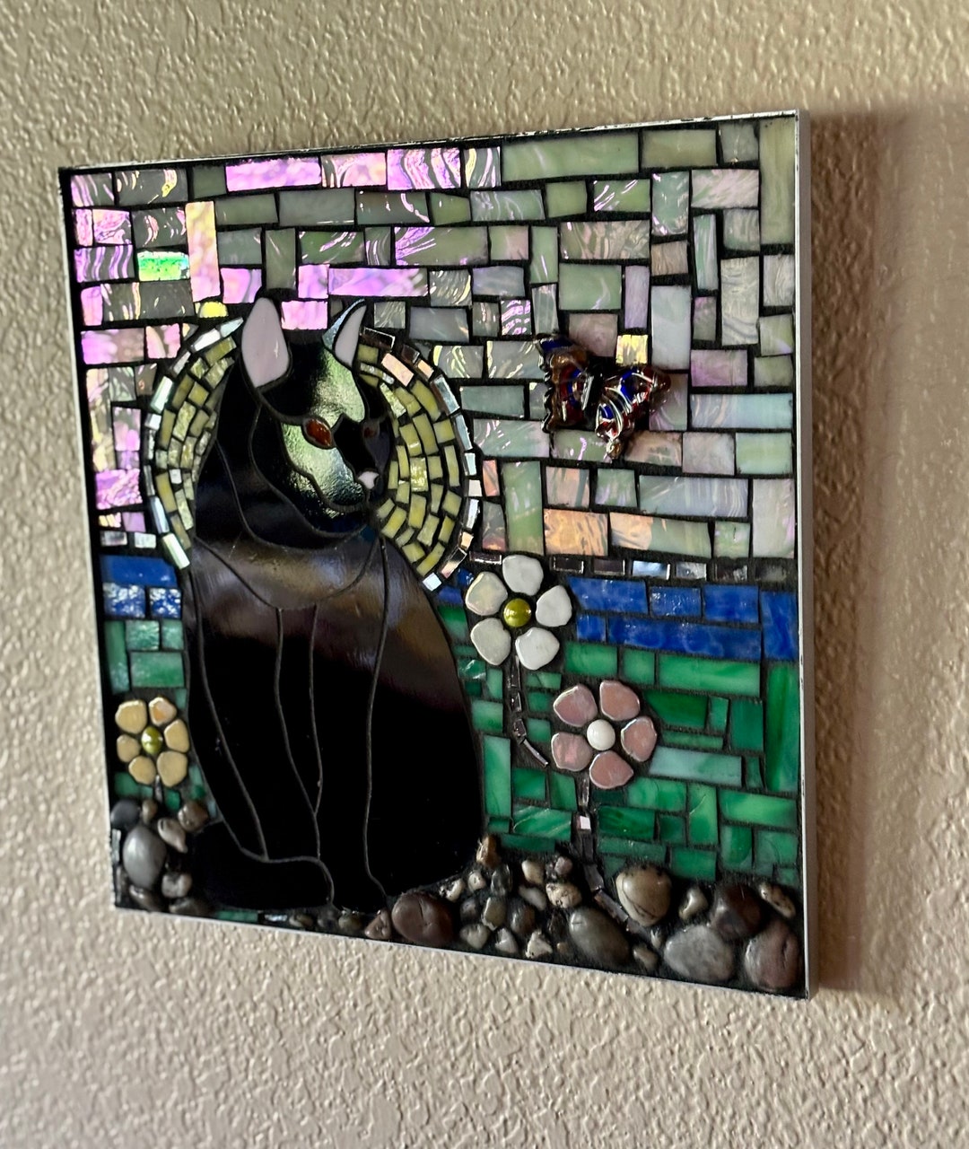 Black Cat Mosaic Wall Art - Etsy