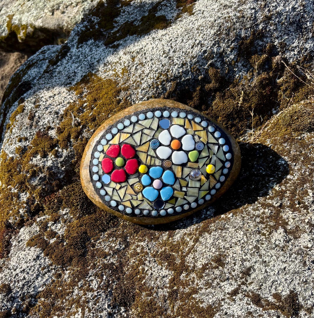 Mosaic Flower Power Garden Rock - Etsy