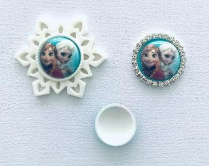 Frozen Elsa and Anna Round Dome - Set 3 Pieces - Frozen Resin Cabochon ...