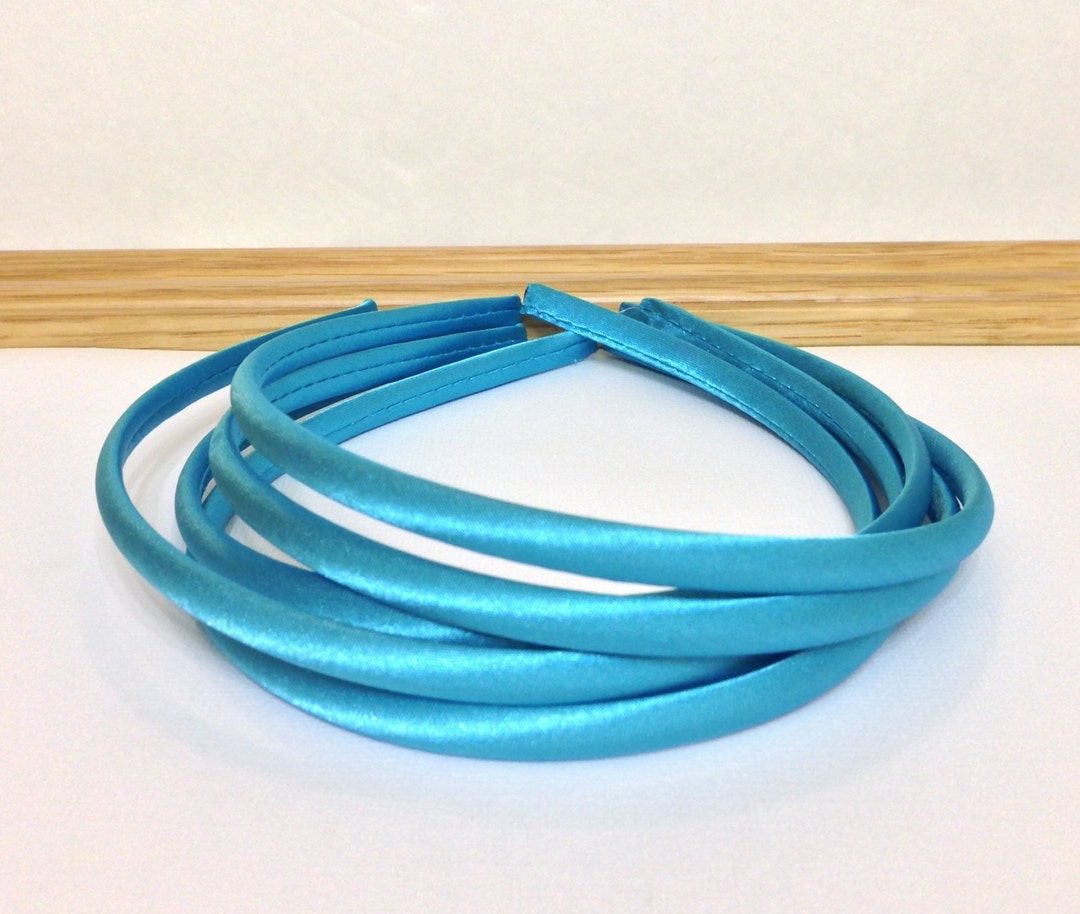 Light Blue Satin Covered Headband Set of Five-five Light Blue Satin ...