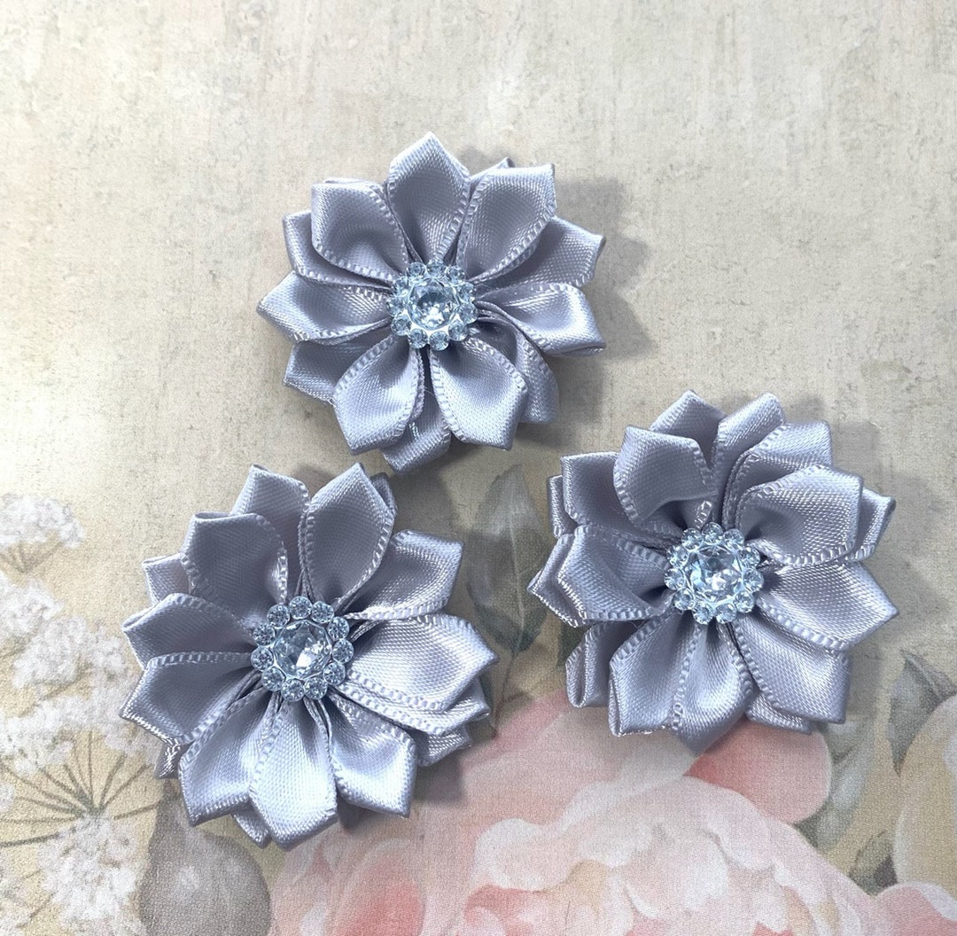 Satin Ribbon Flower-1.5 Inch Satin Flower-satin Layered Flower Set of ...