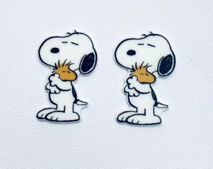 Snoopy Glitter Planar Resin Set of 2 - Snoopy Hair Bow Center - Snoopy ...