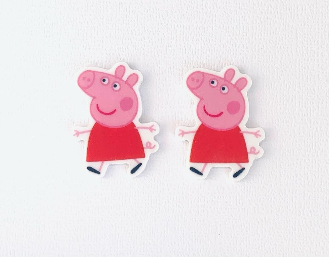 Peppa Pig Planar Resin Set of 2 Red Peppa Pig Resin Peppa Pig Hair Bow ...