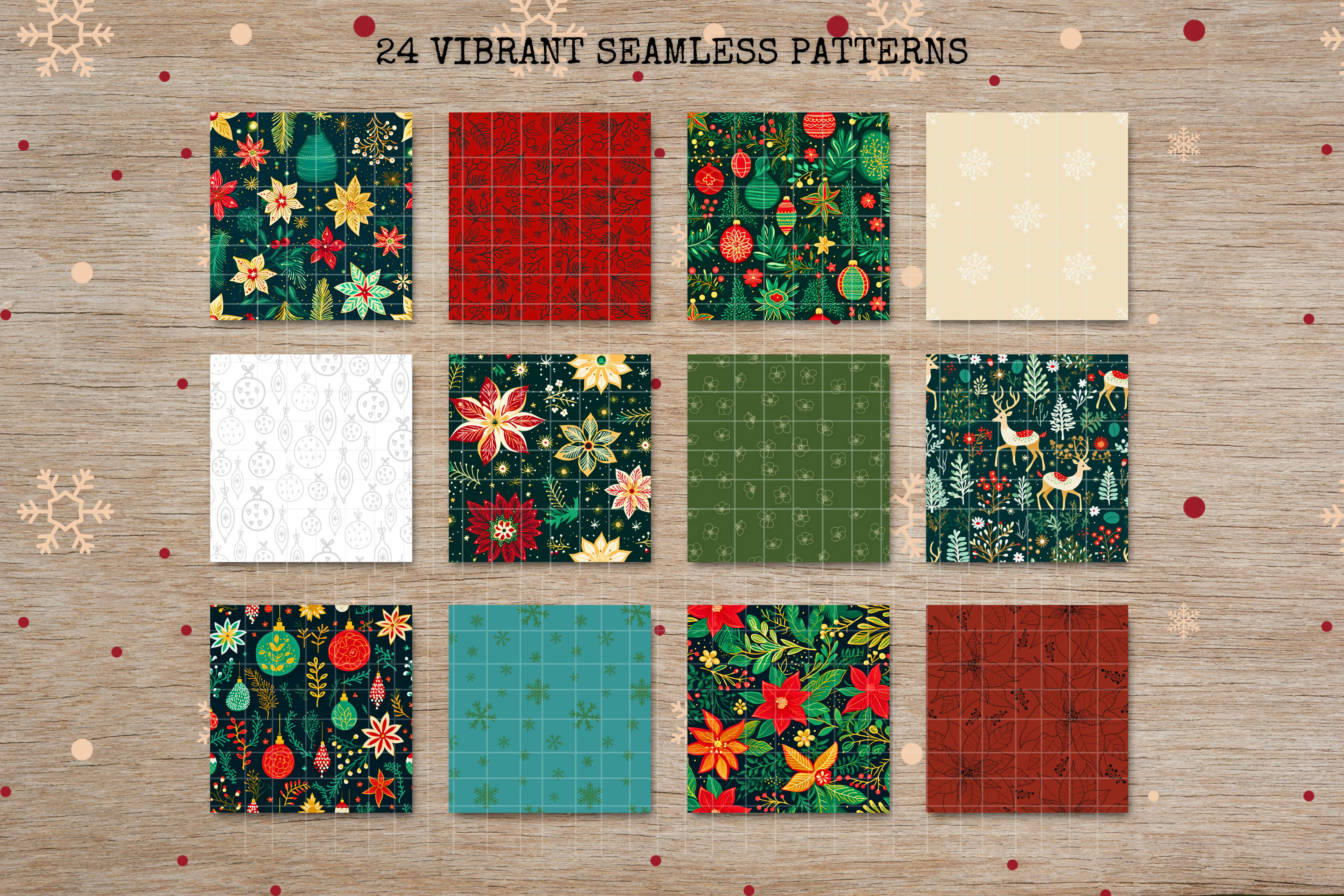 Holiday Nostalgia Seamless Patterns, Christmas Digital Paper, Paper ...