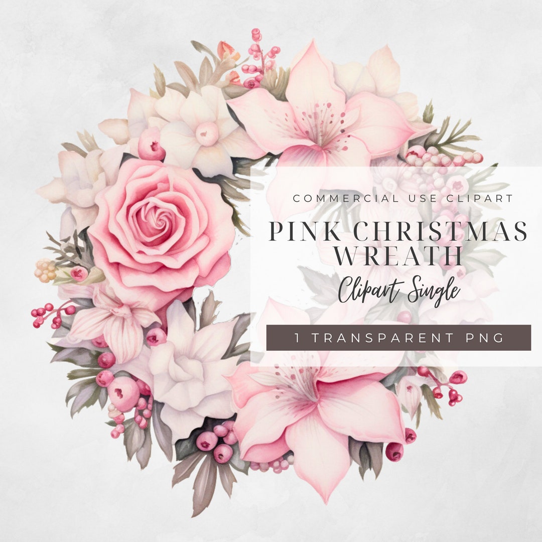 Pink Christmas Wreath Clipart for Commercial and Personal Use ...
