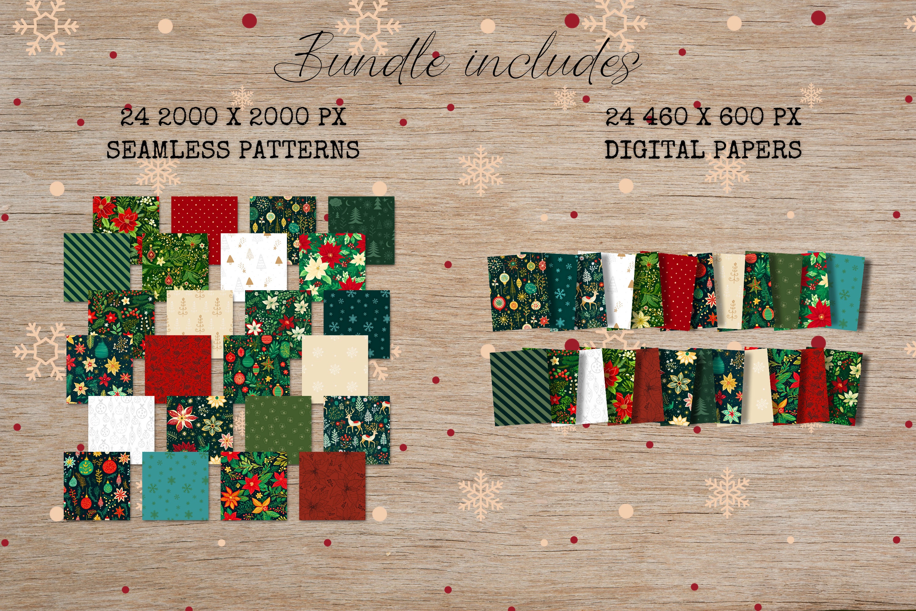 Holiday Nostalgia Seamless Patterns, Christmas Digital Paper, Paper ...