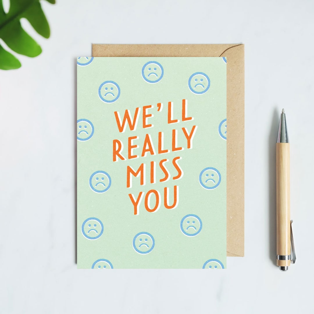 We'll Really Miss You Leaving Card - Sad Faces Going Away Card - Etsy UK
