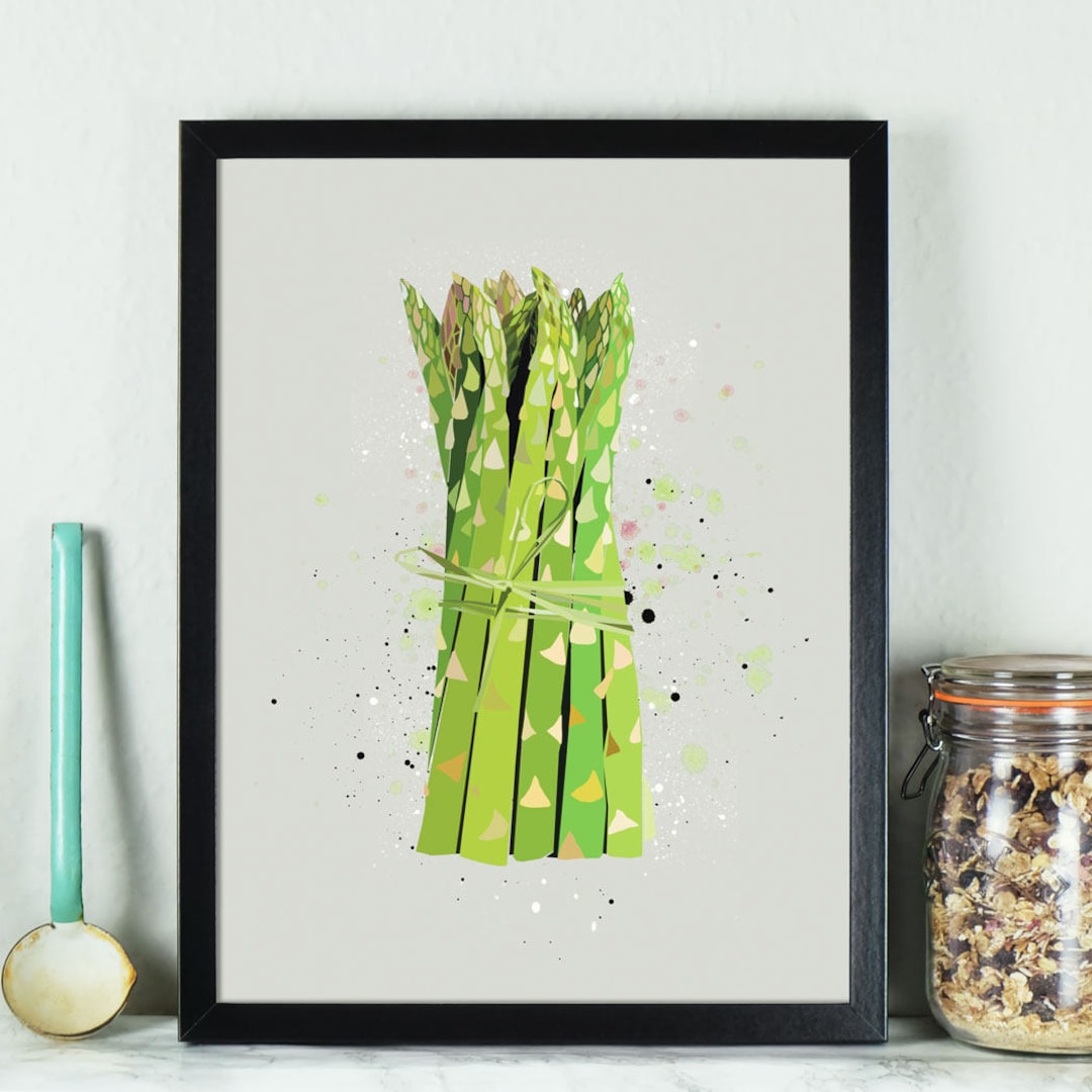 Asparagus Print - Contemporary Vegetable Kitchen Print - A4 Kitchen ...