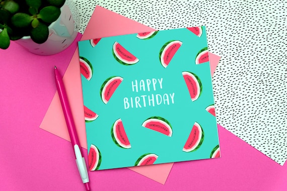 Watermelon Birthday Card | Etsy