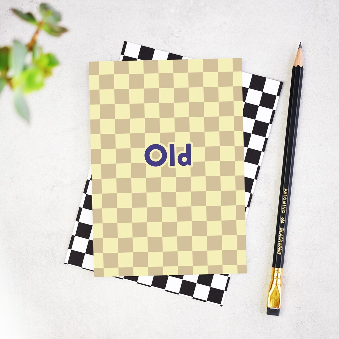 Old - Checkerboard Birthday Card - Yellow Purple Funny Card - Etsy