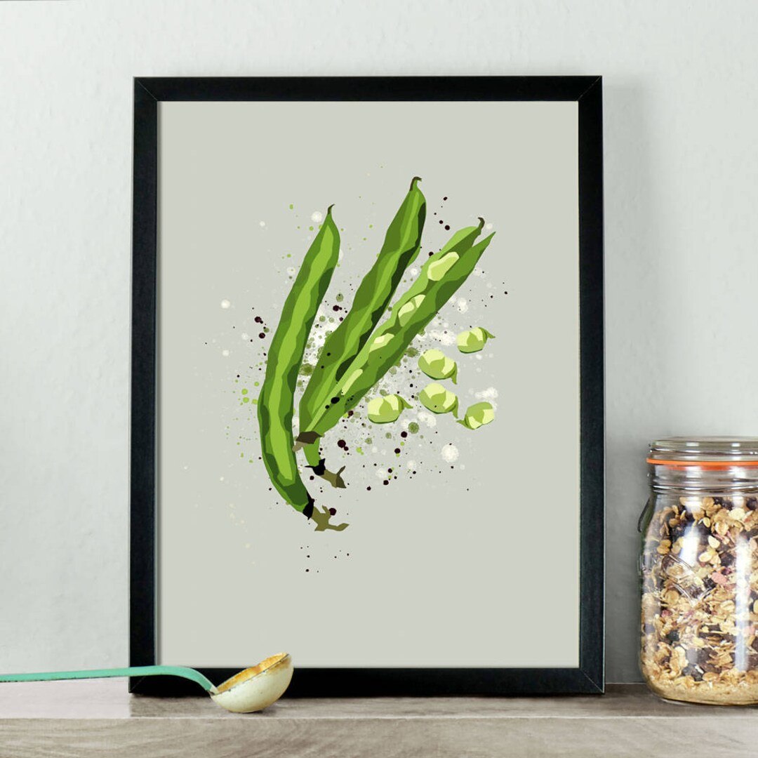 Broad Beans Print - Kitchen Print - Vegetables Print - A4 - A3 - Etsy