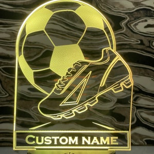 Soccer RGB Light up Plaque Acrylic Sign With Player Customization ...