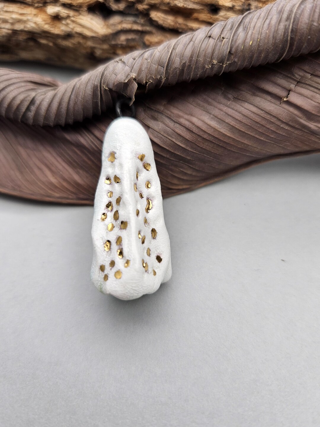 Clay and Gold Lustre Ceramic Flower Trumpet Bead Unique Ceramic ...