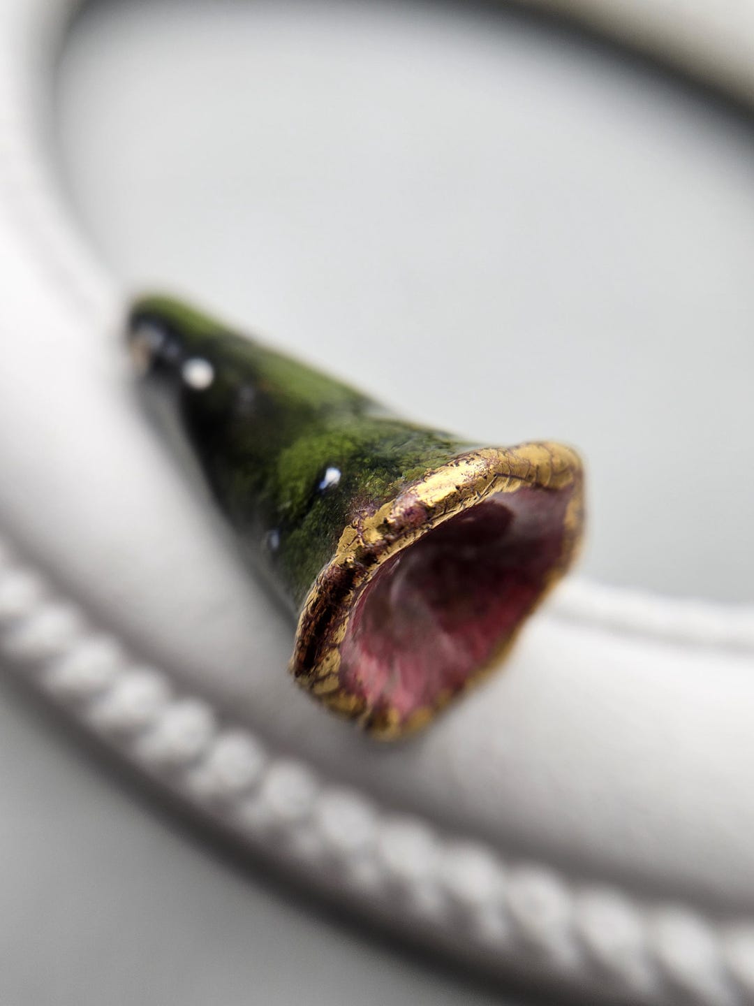 Clay and Gold Lustre Ceramic Flower Trumpet Bead Unique Ceramic ...