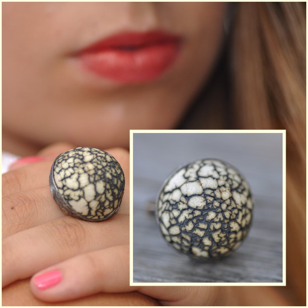 Ceramic Ring Raw Ring Unique Ring Adjustable Ring Natural Clay Gift for ...