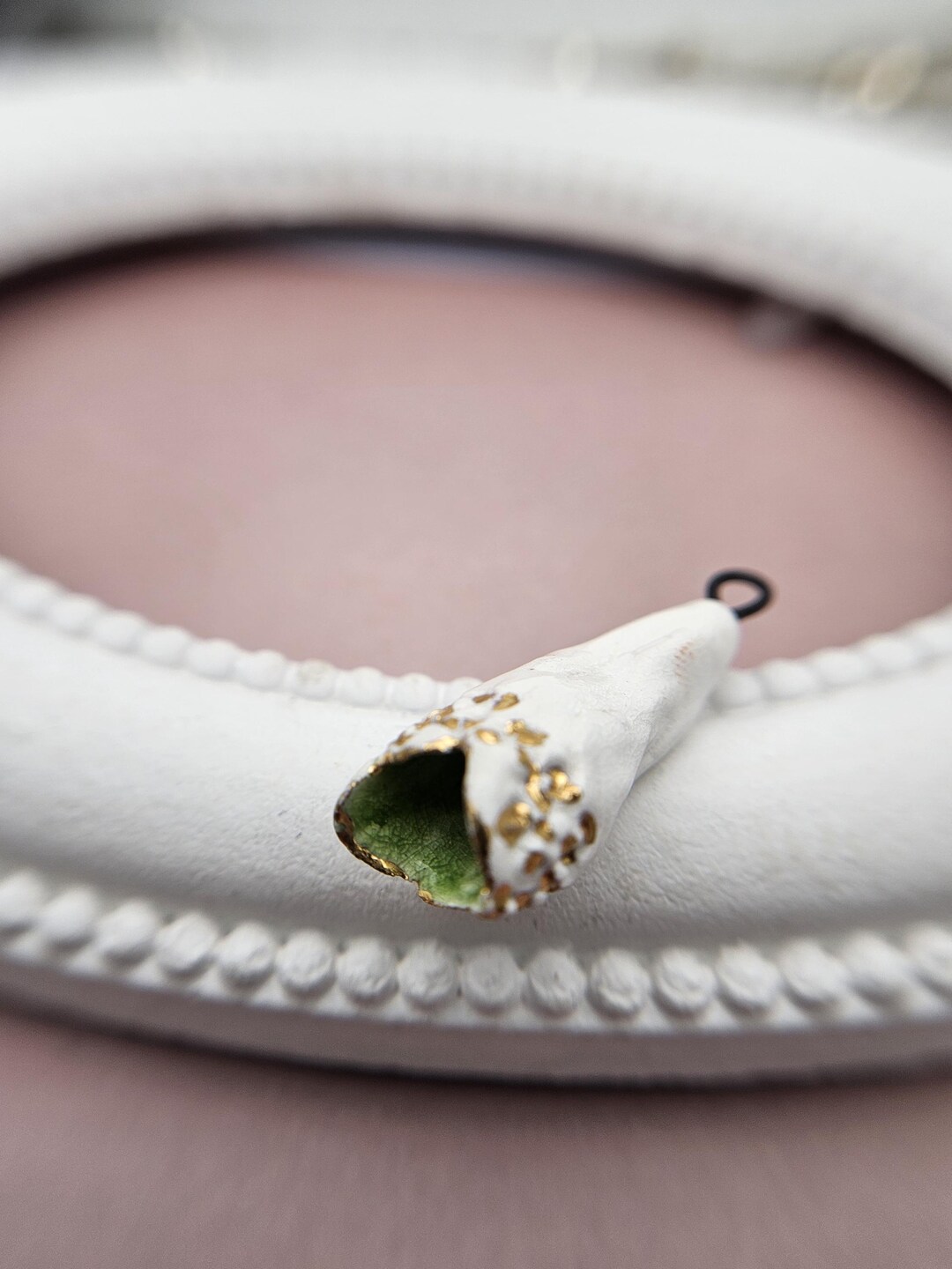 Clay and Gold Lustre Ceramic Flower Trumpet Bead Unique Ceramic ...