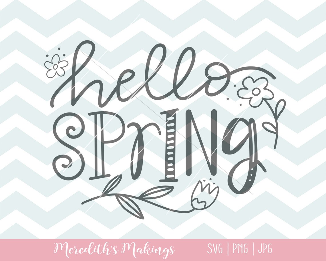 Hello Spring Hand Lettered SVG Whimsical Lettering Spring | Etsy