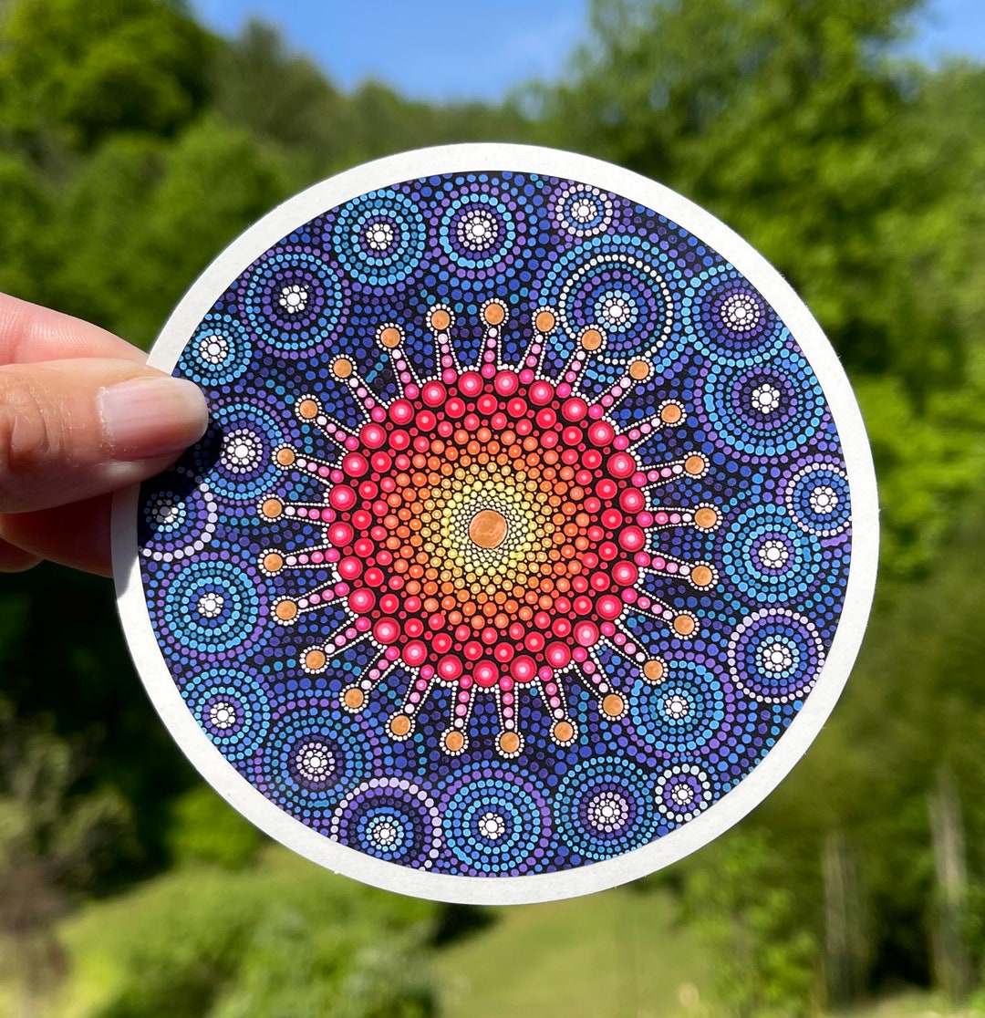 Mandala Sticker Dot Dotted Cymatics Art Dots Big Vinyl 4" Inch Round ...