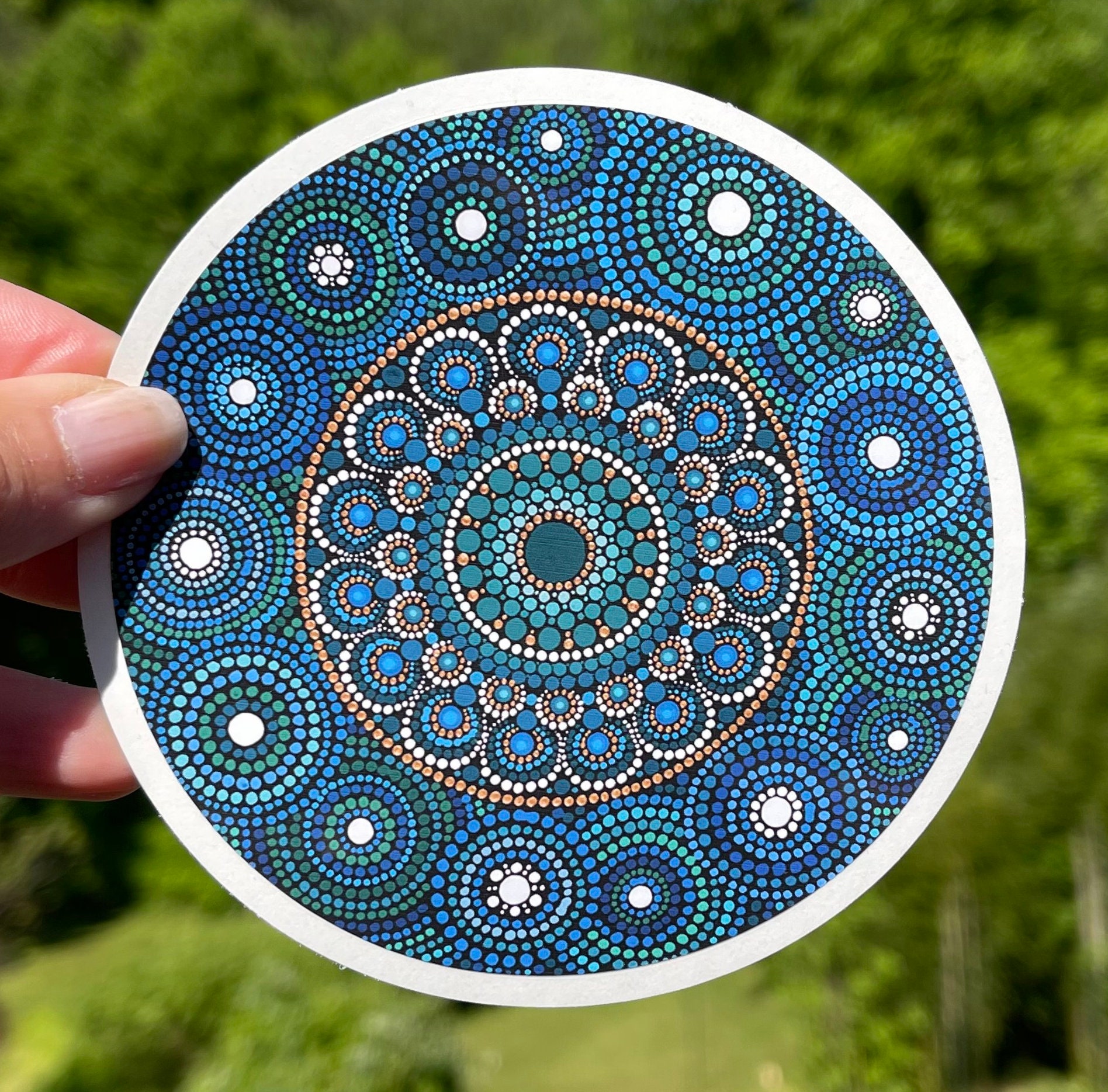 Big Mandala Sticker Vinyl Dot Dotted Cymatics Art Dots 4" Inch Round ...