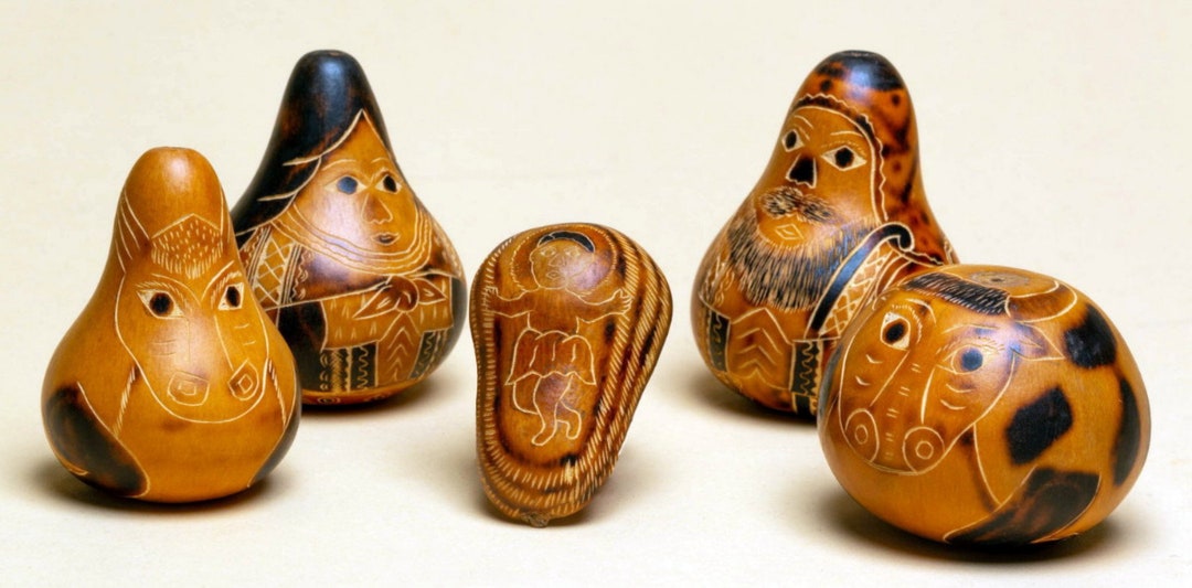 Gourd Nativity Set/5 Pcs. - 3.5"h - Etsy