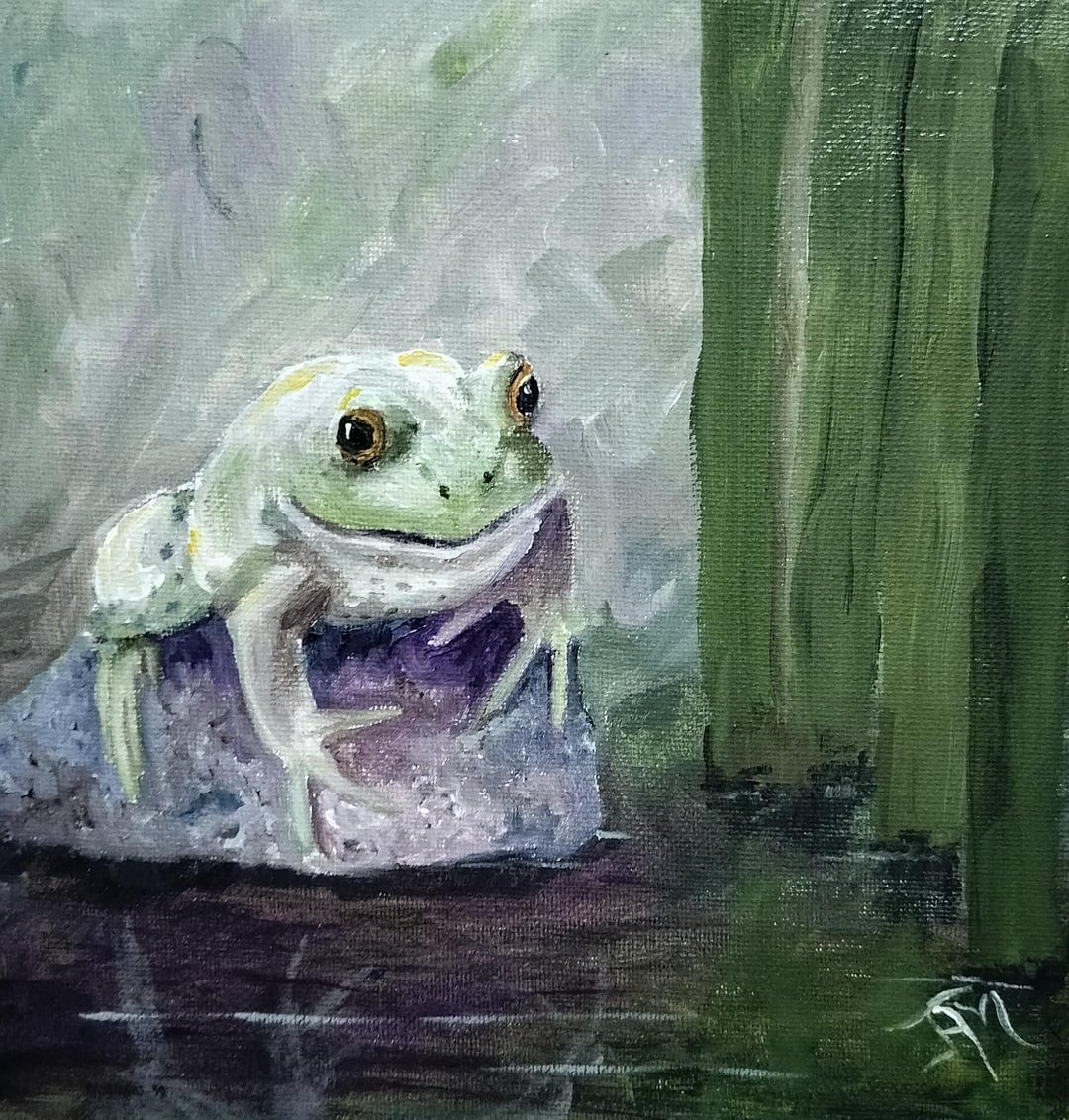 Froggy Smiles is a Signed Print With an 8"x8" Image - Etsy