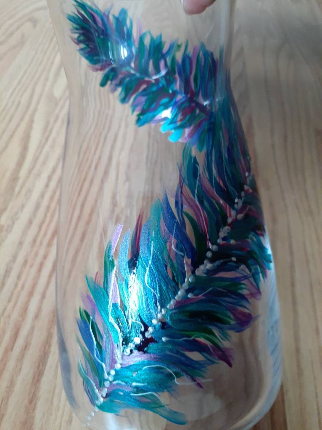 Hand Painted Peacock Feather Vase - Etsy