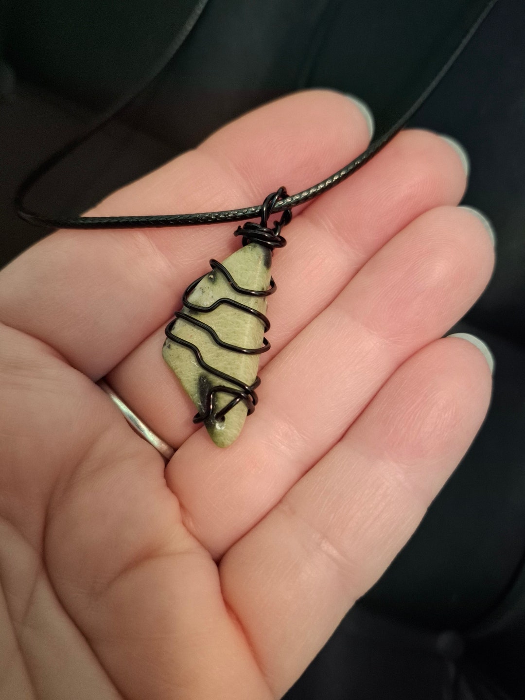 Serpentine Wire Wrapped Pendant With Necklace - Etsy