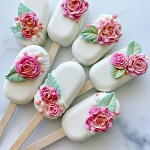 Rose Cakesicles - Floral Cakesicles, Bridal Shower Treats - Etsy