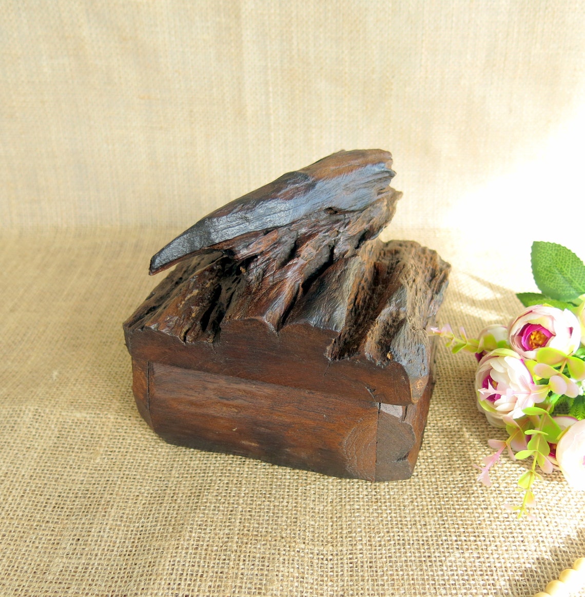 Brown Wooden Box Jewelry Box Rustic Wooden Box Driftwood | Etsy