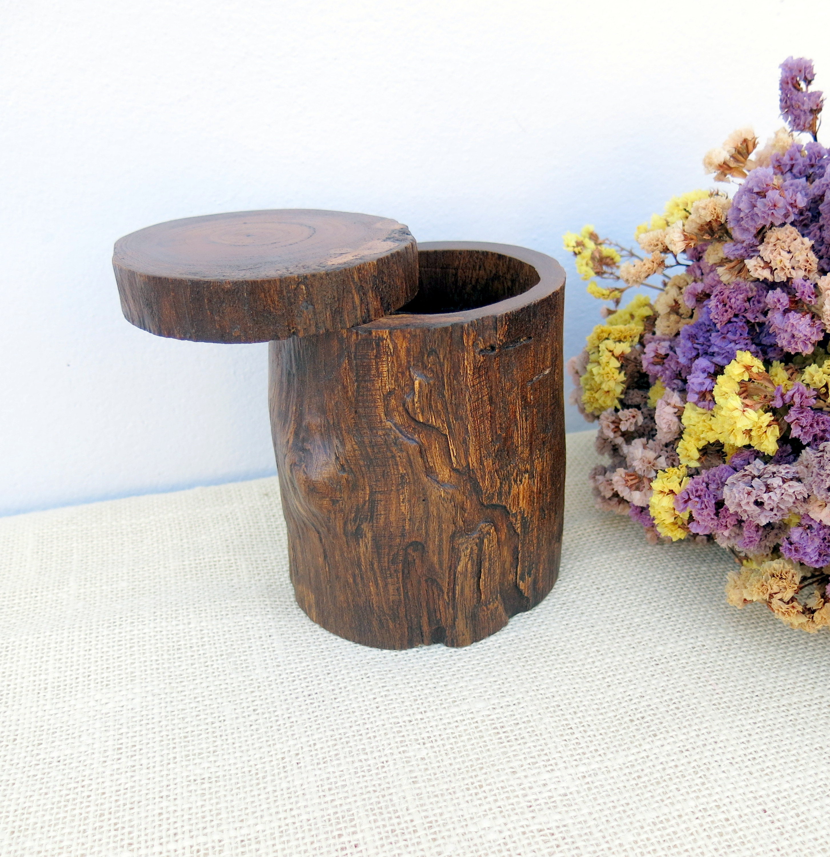 Wooden Box With Lid, Unique Box, Rare Box, Log Box, Burl Wood, Jewelry ...