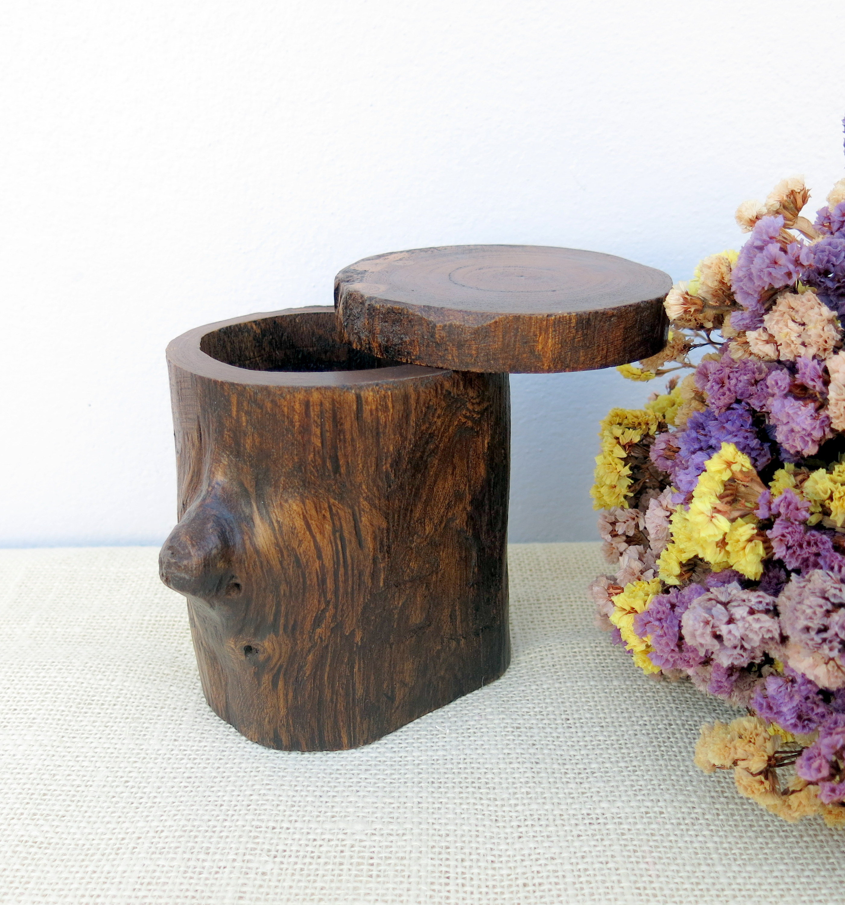 Wooden Box with Lid Unique Box Rare Box Log Box Burl Wood | Etsy