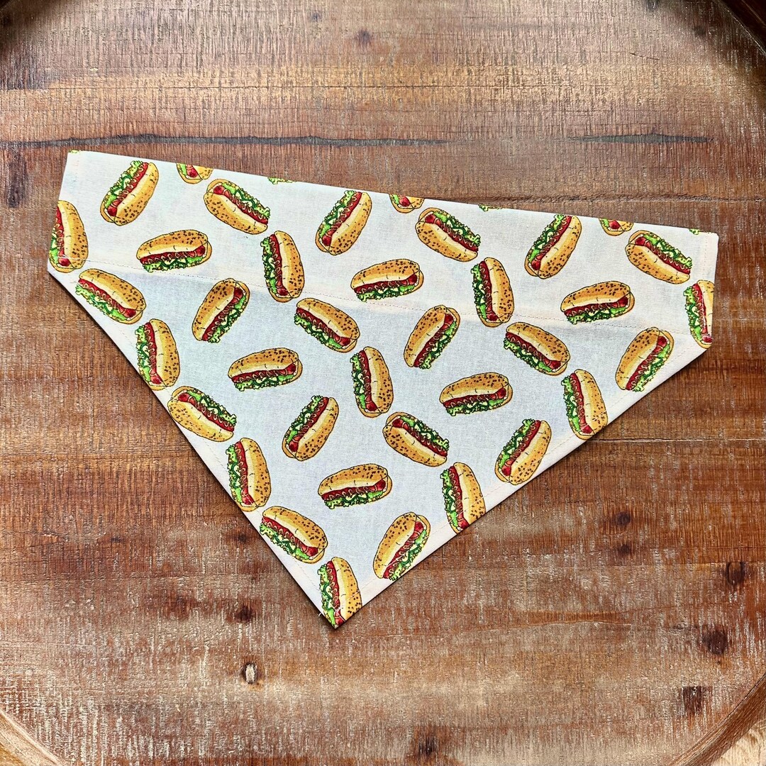 Hot Dog Collage Over the Collar Dog Bandana Dog Accessories Slip on ...