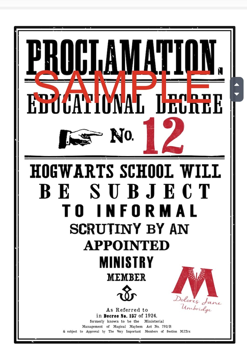 8 A4 Harry Potter Proclamation Posters Ready for Immediate Digital ...