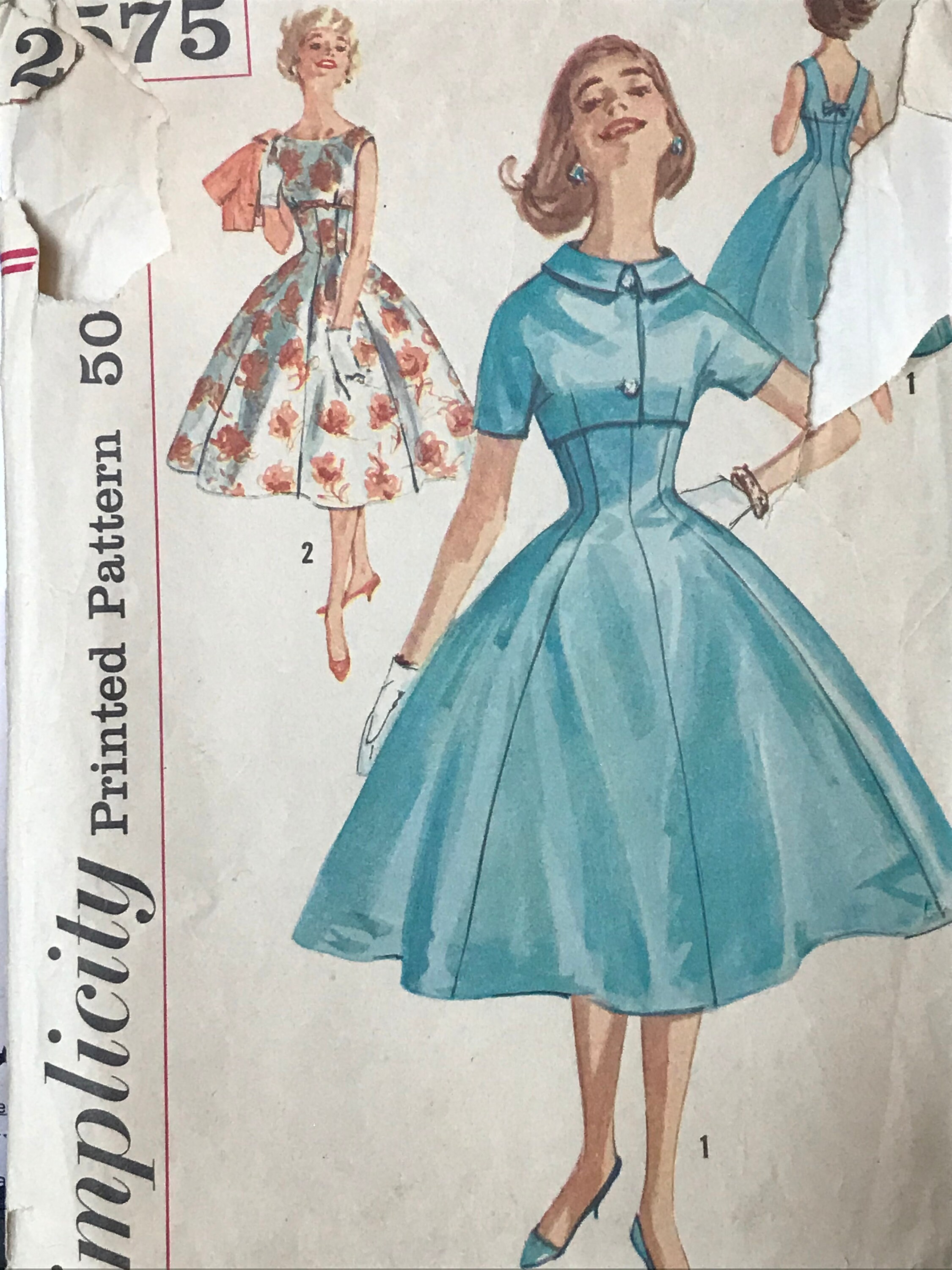 Vintage 1950's Cropped Bolero Jacket and Fit and Flare Dress With Deep ...